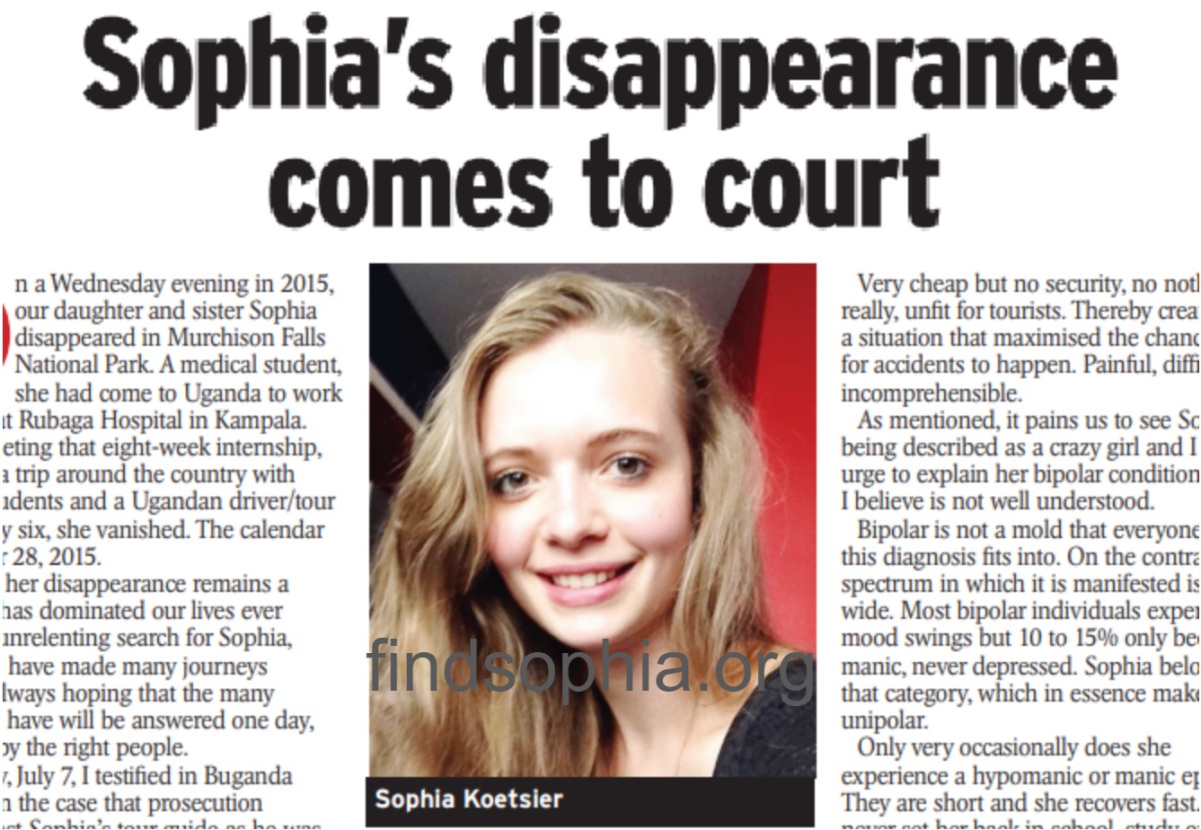 More attention for Sophia's disappearance in Uganda - Find Sophia